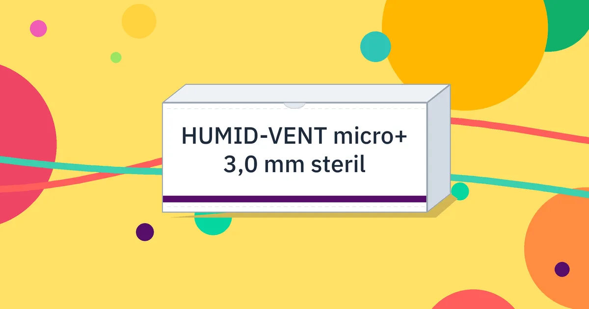 Symbolbild: Packung mit der Aufschrift HUMID-VENT micro+ 3,0 mm steril (PZN 01147969) – Verfügbarkeit und Bezug in Apotheken in Frankfurt am Main