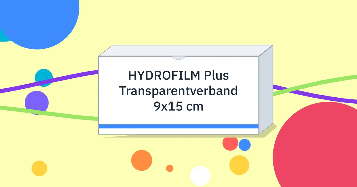 Symbolbild: Packung mit der Aufschrift HYDROFILM Plus Transparentverband 9x15 cm (PZN 12594401) – Verfügbarkeit und Bezug in Apotheken in Frankfurt am Main
