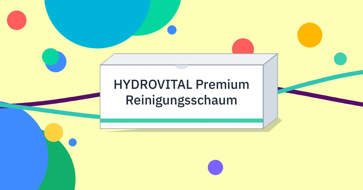 Symbolbild: Packung mit der Aufschrift HYDROVITAL Premium Reinigungsschaum (PZN 12552006) – Verfügbarkeit und Bezug in Apotheken in Frankfurt am Main