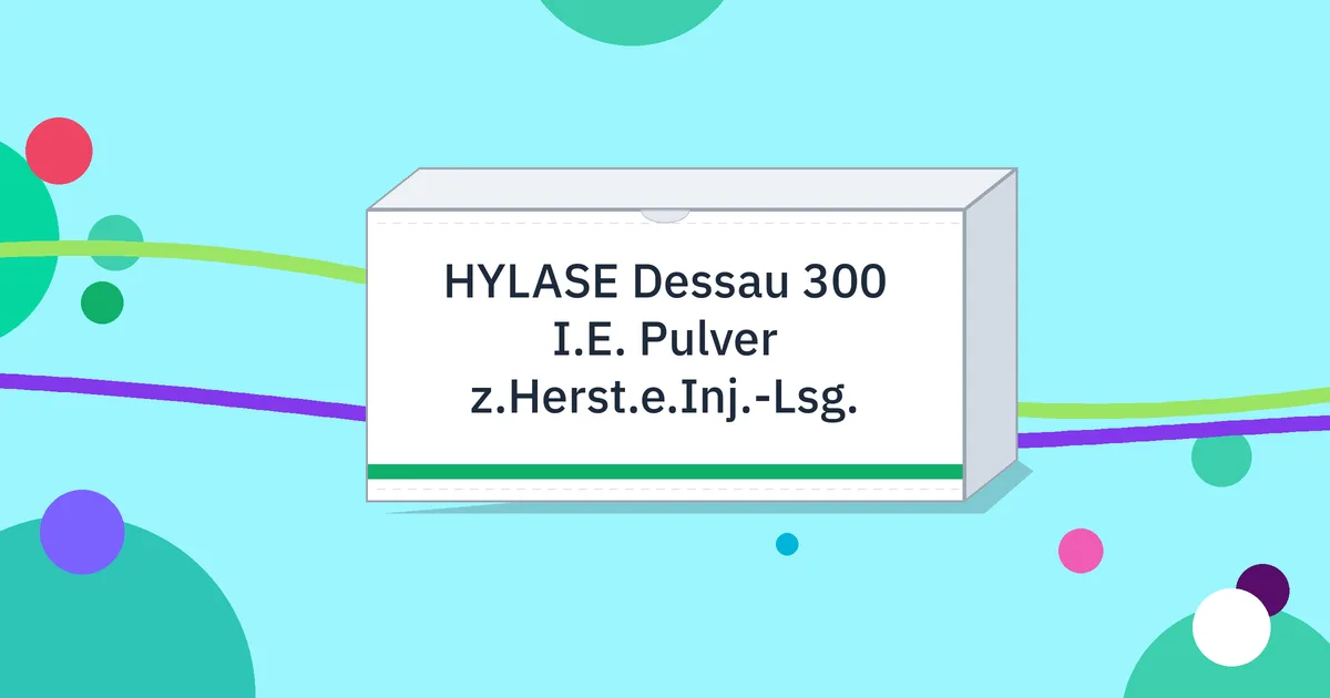 Symbolbild: Packung mit der Aufschrift HYLASE Dessau 300 I.E. Pulver z.Herst.e.Inj.-Lsg. (PZN 06785628) – Verfügbarkeit und Bezug in Apotheken in Frankfurt am Main