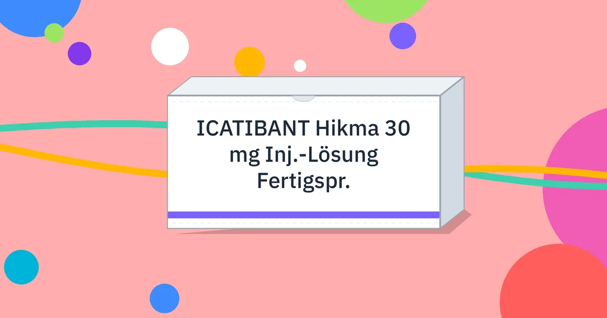 Symbolbild: Packung mit der Aufschrift ICATIBANT Hikma 30 mg Inj.-Lösung Fertigspr. (PZN 19155691) – Verfügbarkeit und Bezug in Apotheken in Frankfurt am Main