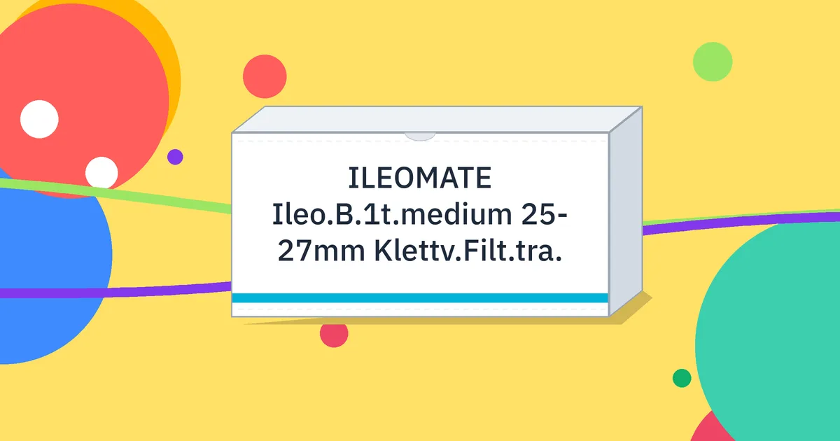 Symbolbild: Packung mit der Aufschrift ILEOMATE Ileo.B.1t.medium 25-27mm Klettv.Filt.tra. (PZN 09175623) – Verfügbarkeit und Bezug in Apotheken in Frankfurt am Main