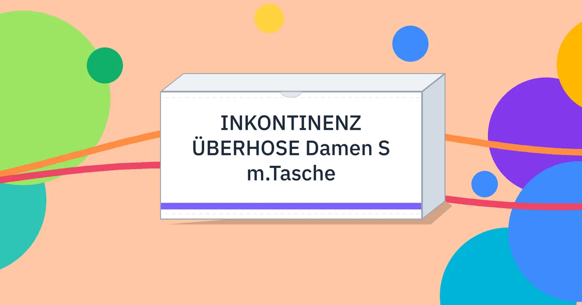 Symbolbild: Packung mit der Aufschrift INKONTINENZ ÜBERHOSE Damen S m.Tasche (PZN 09283212) – Verfügbarkeit und Bezug in Apotheken in Frankfurt am Main