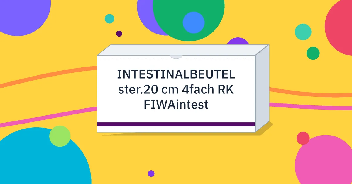 Symbolbild: Packung mit der Aufschrift INTESTINALBEUTEL ster.20 cm 4fach RK FIWAintest (PZN 11859866) – Verfügbarkeit und Bezug in Apotheken in Frankfurt am Main