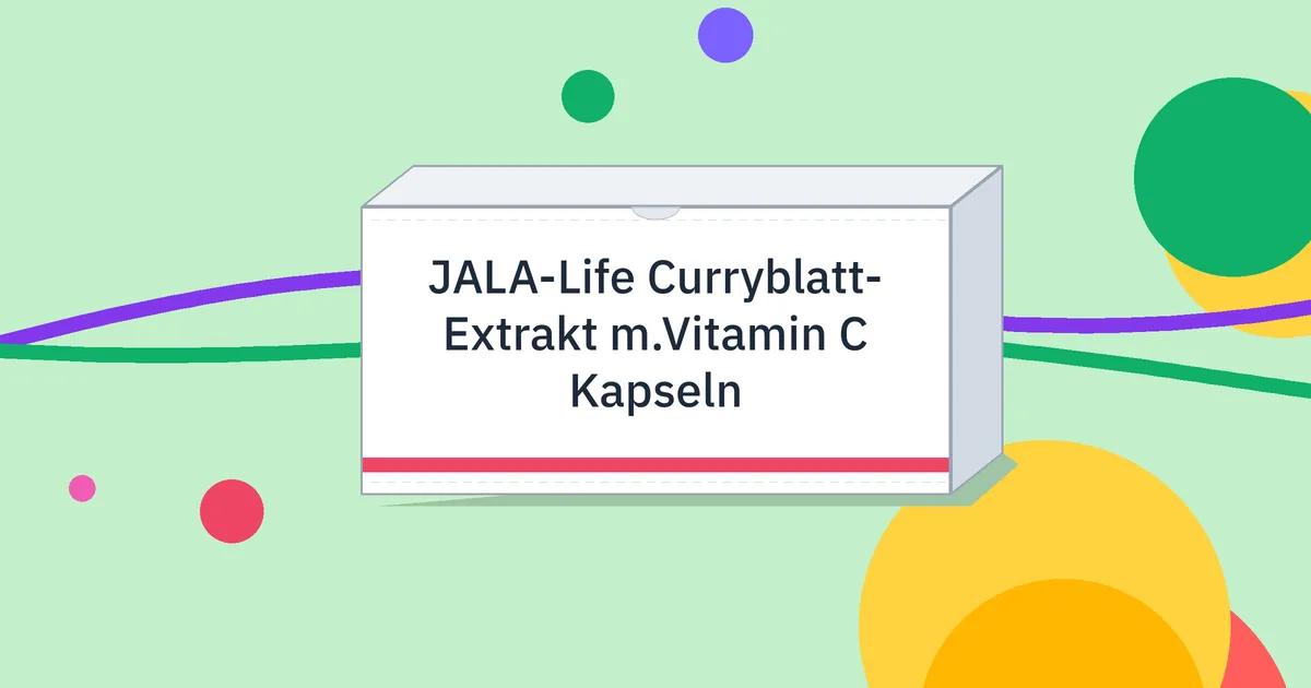 Symbolbild: Packung mit der Aufschrift JALA-Life Curryblatt-Extrakt m.Vitamin C Kapseln (PZN 19488441) – Verfügbarkeit und Bezug in Apotheken in Frankfurt am Main