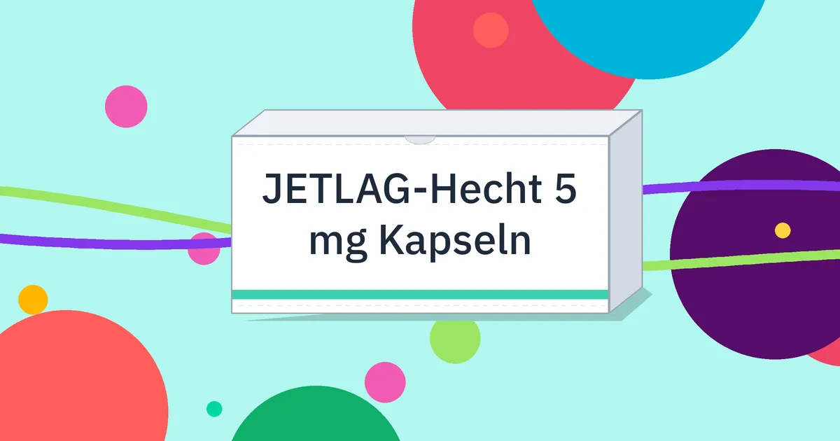 Symbolbild: Packung mit der Aufschrift JETLAG-Hecht 5 mg Kapseln (PZN 09919489) – Verfügbarkeit und Bezug in Apotheken in Frankfurt am Main