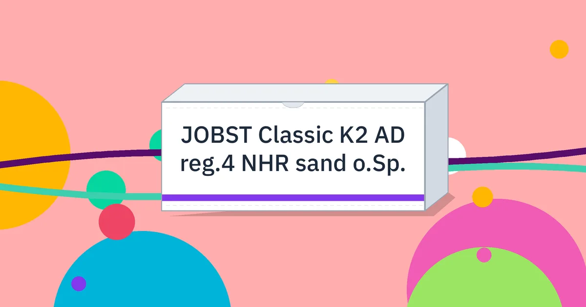 Symbolbild: Packung mit der Aufschrift JOBST Classic K2 AD reg.4 NHR sand o.Sp. (PZN 13062190) – Verfügbarkeit und Bezug in Apotheken in Frankfurt am Main