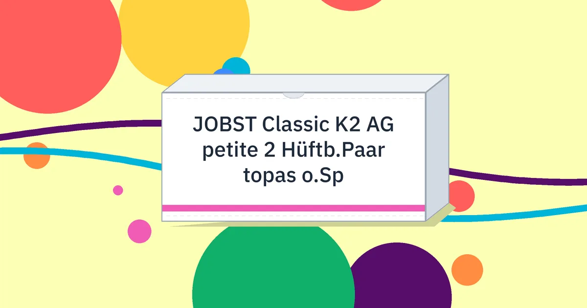 Symbolbild: Packung mit der Aufschrift JOBST Classic K2 AG petite 2 Hüftb.Paar topas o.Sp (PZN 13065277) – Verfügbarkeit und Bezug in Apotheken in Frankfurt am Main