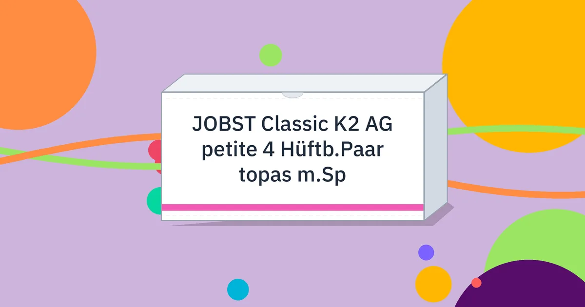 Symbolbild: Packung mit der Aufschrift JOBST Classic K2 AG petite 4 Hüftb.Paar topas m.Sp (PZN 13065001) – Verfügbarkeit und Bezug in Apotheken in Frankfurt am Main