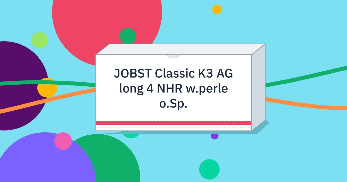 Symbolbild: Packung mit der Aufschrift JOBST Classic K3 AG long 4 NHR w.perle o.Sp. (PZN 13072260) – Verfügbarkeit und Bezug in Apotheken in Frankfurt am Main