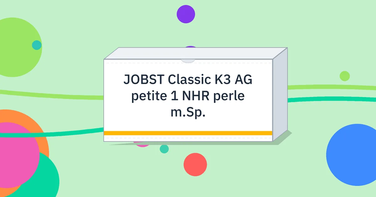Symbolbild: Packung mit der Aufschrift JOBST Classic K3 AG petite 1 NHR perle m.Sp. (PZN 13072455) – Verfügbarkeit und Bezug in Apotheken in Frankfurt am Main