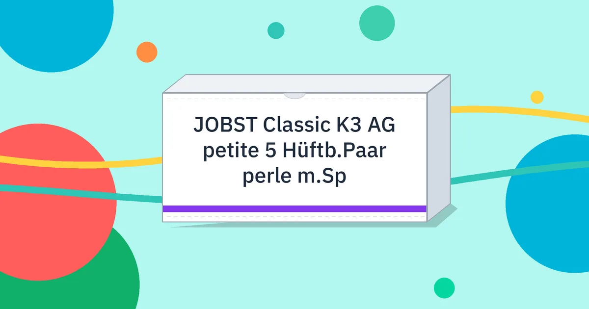 Symbolbild: Packung mit der Aufschrift JOBST Classic K3 AG petite 5 Hüftb.Paar perle m.Sp (PZN 13074595) – Verfügbarkeit und Bezug in Apotheken in Frankfurt am Main