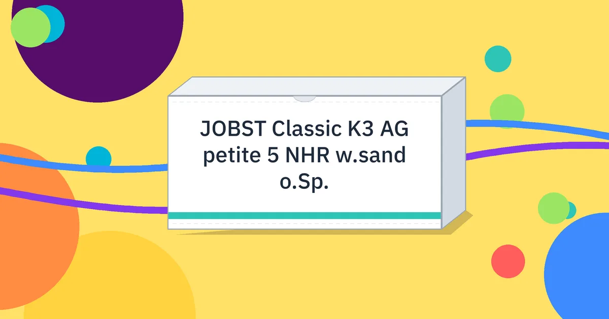Symbolbild: Packung mit der Aufschrift JOBST Classic K3 AG petite 5 NHR w.sand o.Sp. (PZN 13073130) – Verfügbarkeit und Bezug in Apotheken in Frankfurt am Main