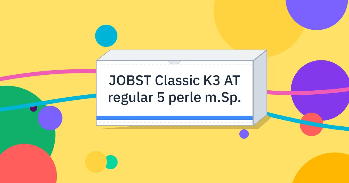 Symbolbild: Packung mit der Aufschrift JOBST Classic K3 AT regular 5 perle m.Sp. (PZN 13078009) – Verfügbarkeit und Bezug in Apotheken in Frankfurt am Main