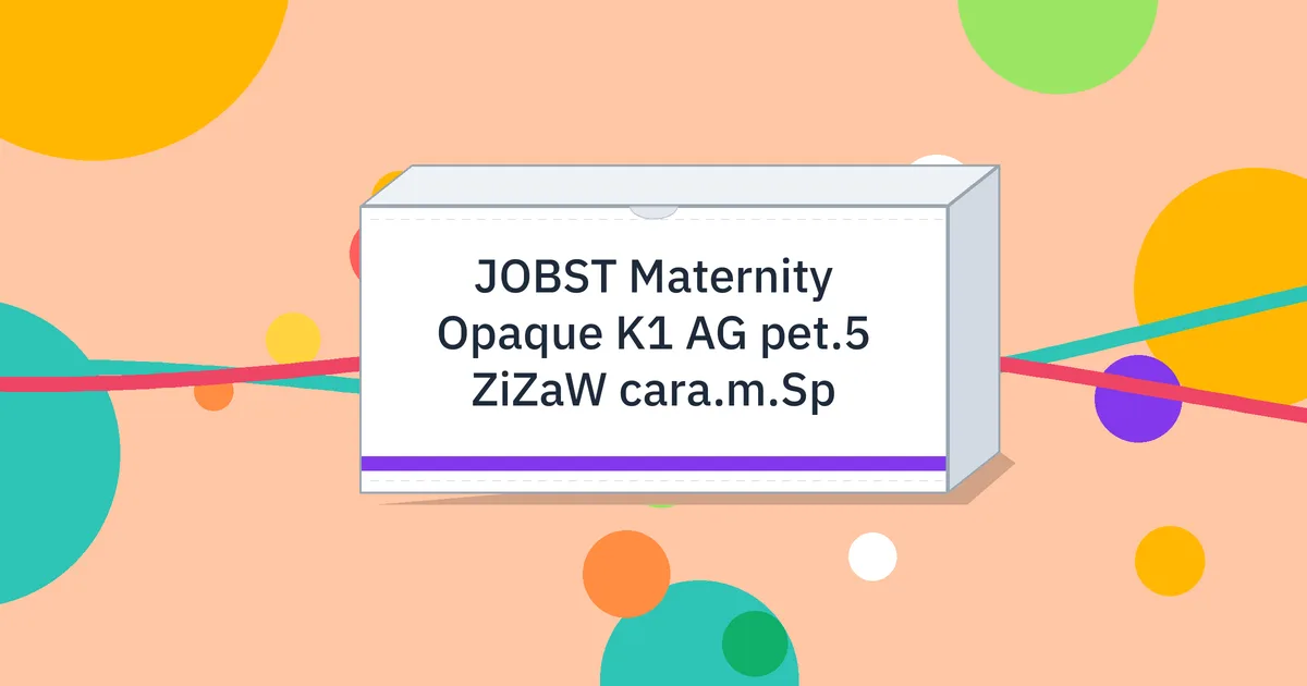 Symbolbild: Packung mit der Aufschrift JOBST Maternity Opaque K1 AG pet.5 ZiZaW cara.m.Sp (PZN 15850431) – Verfügbarkeit und Bezug in Apotheken in Frankfurt am Main