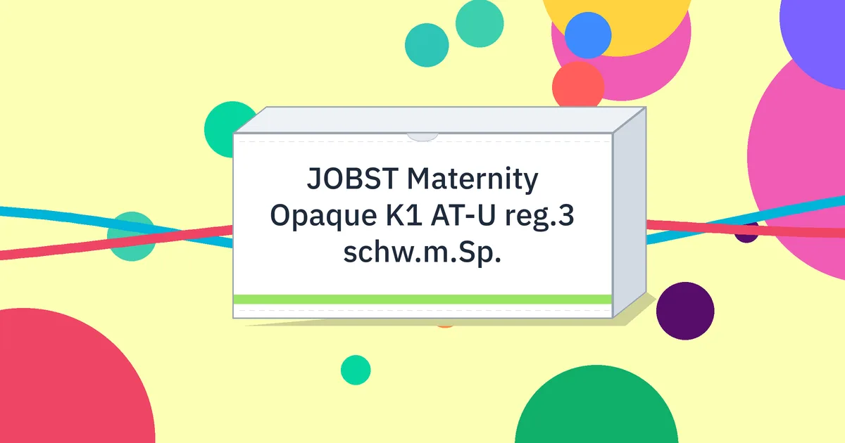 Symbolbild: Packung mit der Aufschrift JOBST Maternity Opaque K1 AT-U reg.3 schw.m.Sp. (PZN 15852909) – Verfügbarkeit und Bezug in Apotheken in Frankfurt am Main
