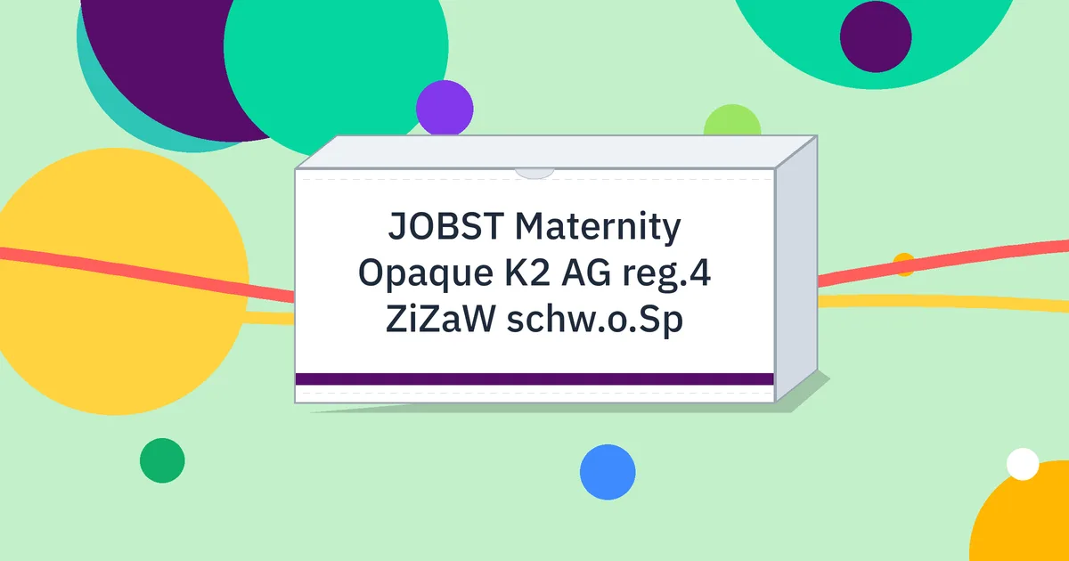 Symbolbild: Packung mit der Aufschrift JOBST Maternity Opaque K2 AG reg.4 ZiZaW schw.o.Sp (PZN 15853582) – Verfügbarkeit und Bezug in Apotheken in Frankfurt am Main