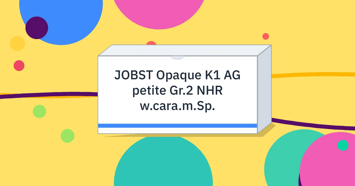 Symbolbild: Packung mit der Aufschrift JOBST Opaque K1 AG petite Gr.2 NHR w.cara.m.Sp. (PZN 13084843) – Verfügbarkeit und Bezug in Apotheken in Frankfurt am Main