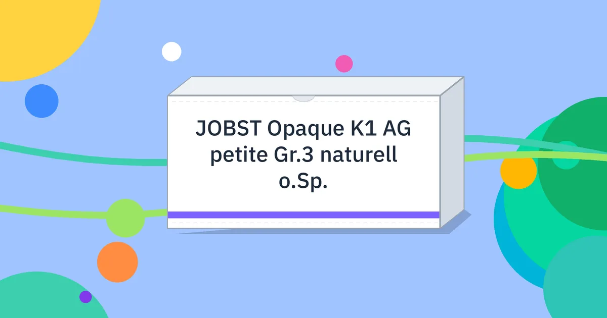 Symbolbild: Packung mit der Aufschrift JOBST Opaque K1 AG petite Gr.3 naturell o.Sp. (PZN 13088717) – Verfügbarkeit und Bezug in Apotheken in Frankfurt am Main