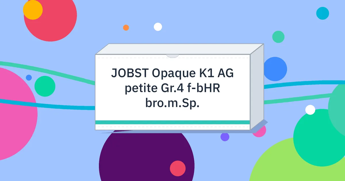 Symbolbild: Packung mit der Aufschrift JOBST Opaque K1 AG petite Gr.4 f-bHR bro.m.Sp. (PZN 13083430) – Verfügbarkeit und Bezug in Apotheken in Frankfurt am Main