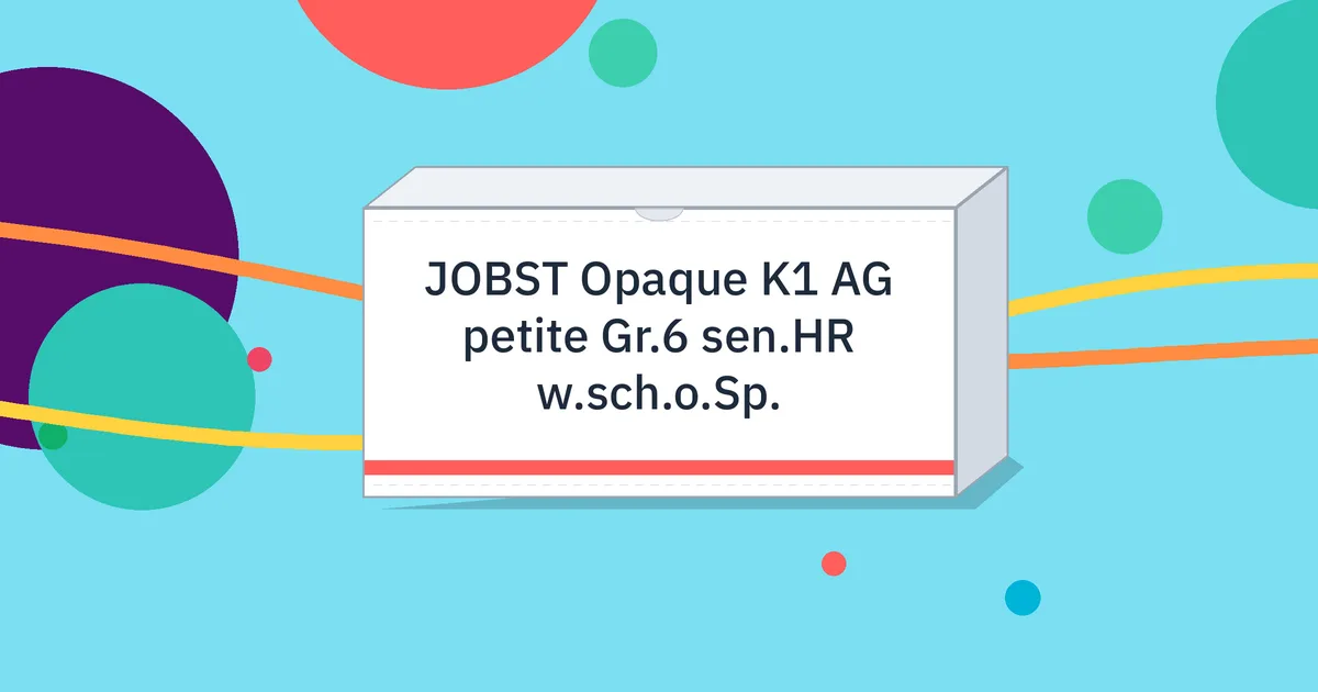 Symbolbild: Packung mit der Aufschrift JOBST Opaque K1 AG petite Gr.6 sen.HR w.sch.o.Sp. (PZN 13089496) – Verfügbarkeit und Bezug in Apotheken in Frankfurt am Main