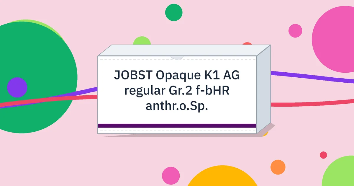 Symbolbild: Packung mit der Aufschrift JOBST Opaque K1 AG regular Gr.2 f-bHR anthr.o.Sp. (PZN 16267780) – Verfügbarkeit und Bezug in Apotheken in Frankfurt am Main