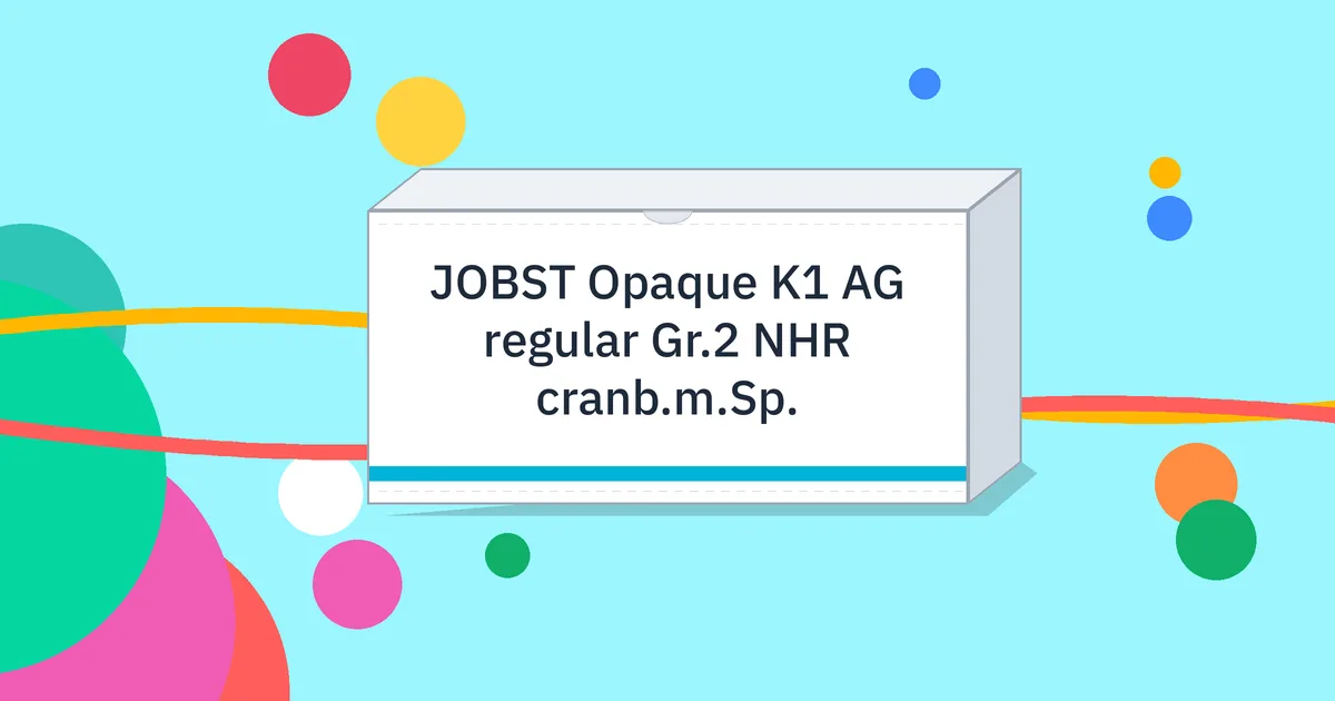 Symbolbild: Packung mit der Aufschrift JOBST Opaque K1 AG regular Gr.2 NHR cranb.m.Sp. (PZN 13091412) – Verfügbarkeit und Bezug in Apotheken in Frankfurt am Main
