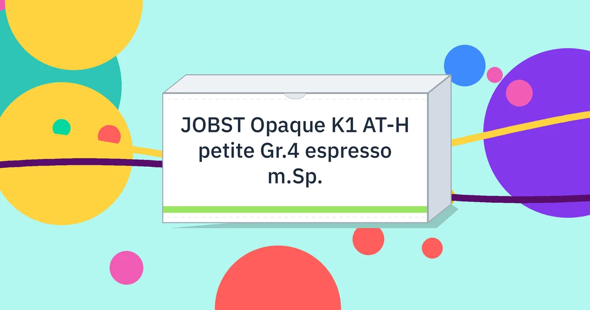 Symbolbild: Packung mit der Aufschrift JOBST Opaque K1 AT-H petite Gr.4 espresso m.Sp. (PZN 16277146) – Verfügbarkeit und Bezug in Apotheken in Frankfurt am Main