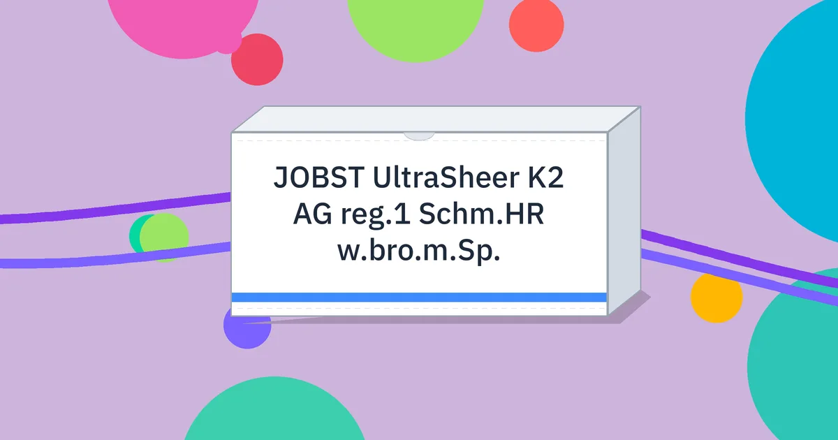 Symbolbild: Packung mit der Aufschrift JOBST UltraSheer K2 AG reg.1 Schm.HR w.bro.m.Sp. (PZN 13145237) – Verfügbarkeit und Bezug in Apotheken in Frankfurt am Main