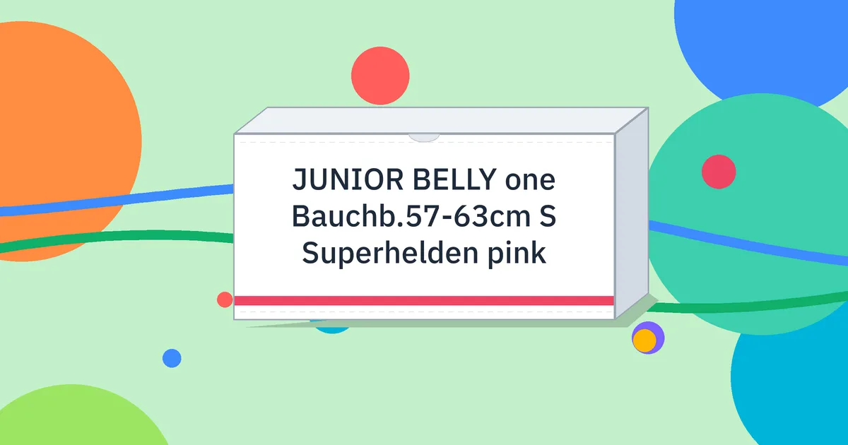 Symbolbild: Packung mit der Aufschrift JUNIOR BELLY one Bauchb.57-63cm S Superhelden pink (PZN 13247601) – Verfügbarkeit und Bezug in Apotheken in Frankfurt am Main