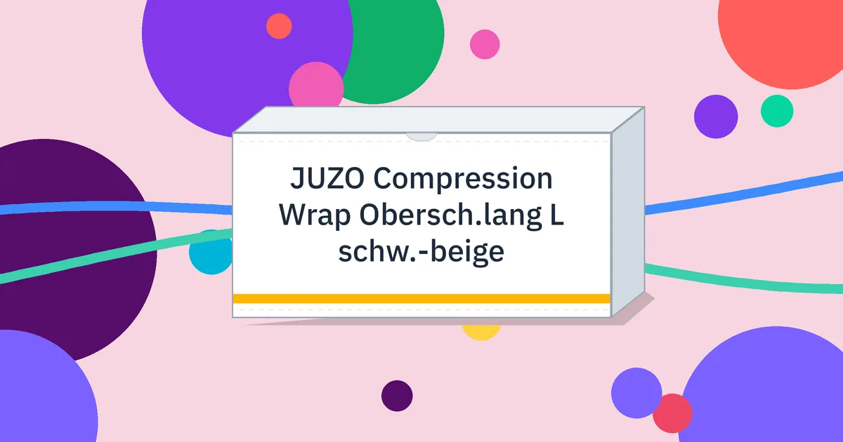 Symbolbild: Packung mit der Aufschrift JUZO Compression Wrap Obersch.lang L schw.-beige (PZN 16143546) – Verfügbarkeit und Bezug in Apotheken in Frankfurt am Main