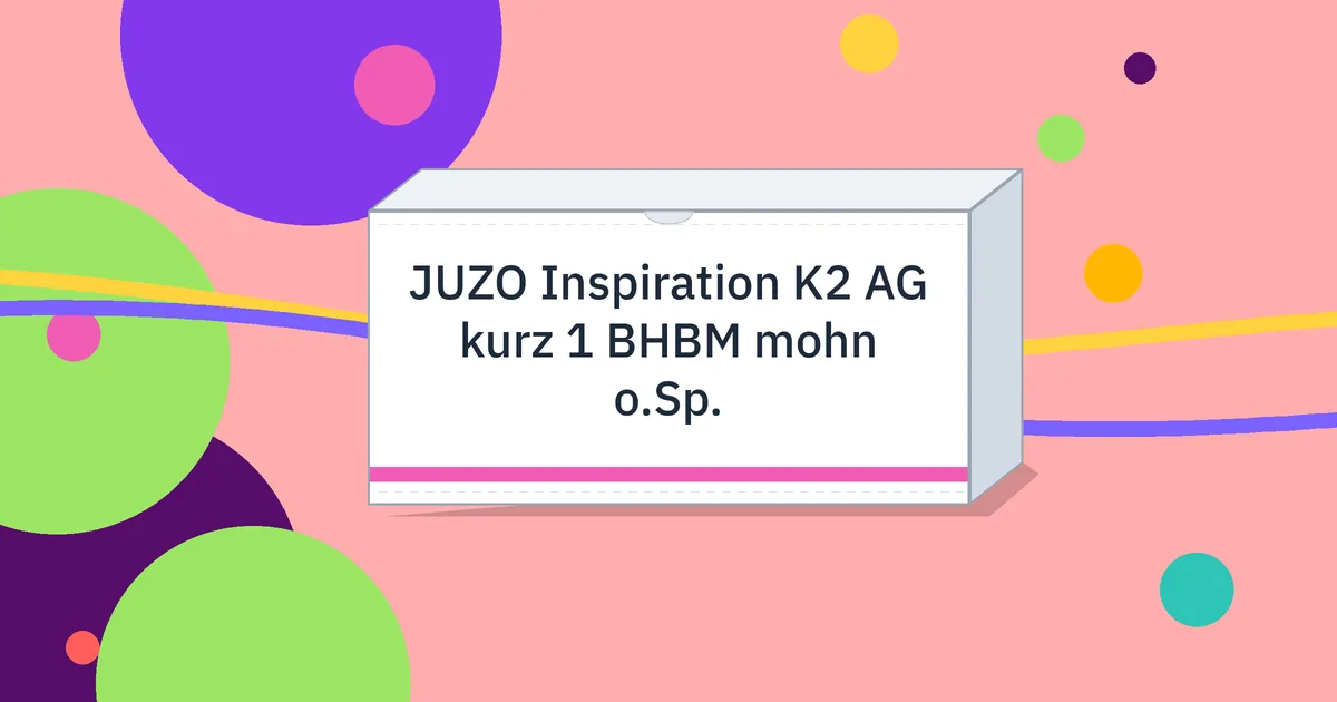 Symbolbild: Packung mit der Aufschrift JUZO Inspiration K2 AG kurz 1 BHBM mohn o.Sp. (PZN 14877563) – Verfügbarkeit und Bezug in Apotheken in Frankfurt am Main