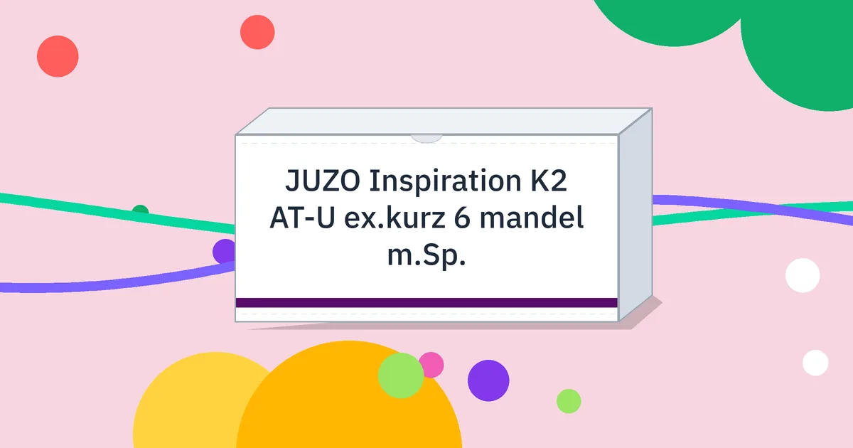 Symbolbild: Packung mit der Aufschrift JUZO Inspiration K2 AT-U ex.kurz 6 mandel m.Sp. (PZN 14966060) – Verfügbarkeit und Bezug in Apotheken in Frankfurt am Main