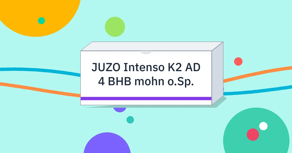 Symbolbild: Packung mit der Aufschrift JUZO Intenso K2 AD 4 BHB mohn o.Sp. (PZN 18624089) – Verfügbarkeit und Bezug in Apotheken in Frankfurt am Main