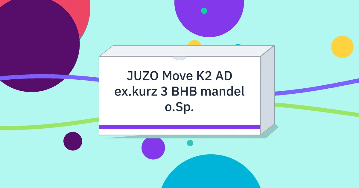 Symbolbild: Packung mit der Aufschrift JUZO Move K2 AD ex.kurz 3 BHB mandel o.Sp. (PZN 16341996) – Verfügbarkeit und Bezug in Apotheken in Frankfurt am Main