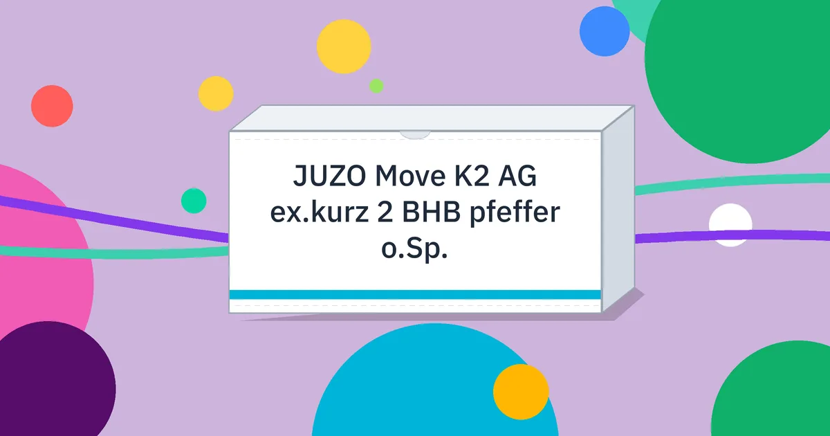 Symbolbild: Packung mit der Aufschrift JUZO Move K2 AG ex.kurz 2 BHB pfeffer o.Sp. (PZN 16639158) – Verfügbarkeit und Bezug in Apotheken in Frankfurt am Main