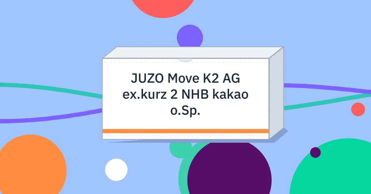 Symbolbild: Packung mit der Aufschrift JUZO Move K2 AG ex.kurz 2 NHB kakao o.Sp. (PZN 18565381) – Verfügbarkeit und Bezug in Apotheken in Frankfurt am Main