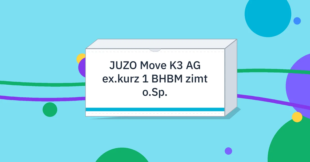 Symbolbild: Packung mit der Aufschrift JUZO Move K3 AG ex.kurz 1 BHBM zimt o.Sp. (PZN 18585969) – Verfügbarkeit und Bezug in Apotheken in Frankfurt am Main