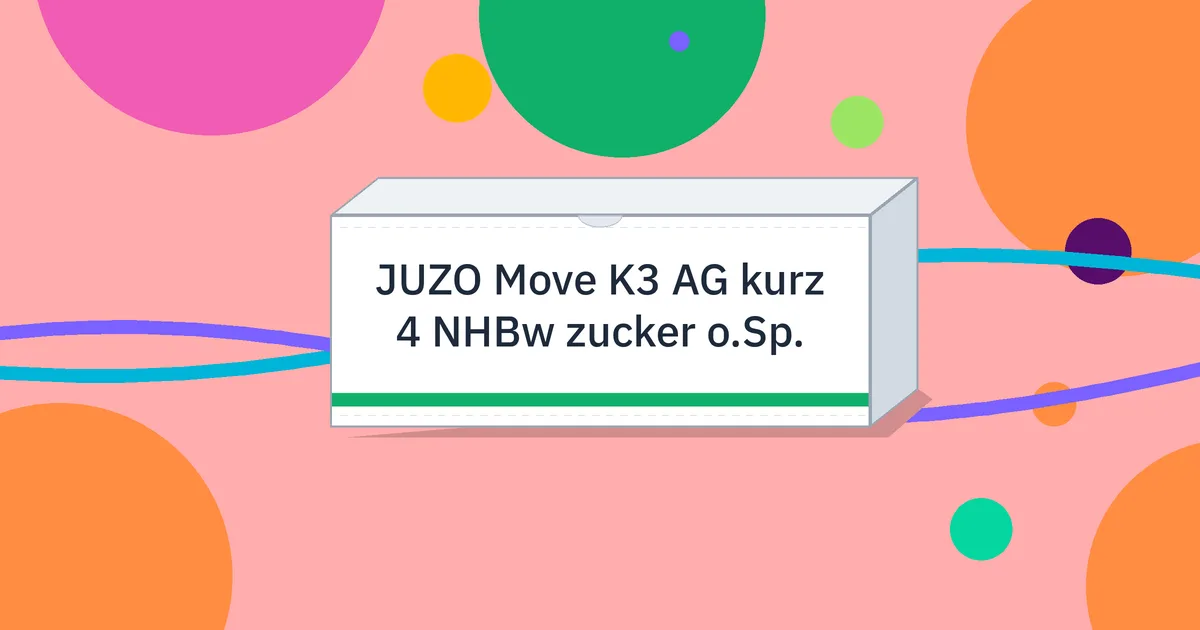 Symbolbild: Packung mit der Aufschrift JUZO Move K3 AG kurz 4 NHBw zucker o.Sp. (PZN 18580400) – Verfügbarkeit und Bezug in Apotheken in Frankfurt am Main