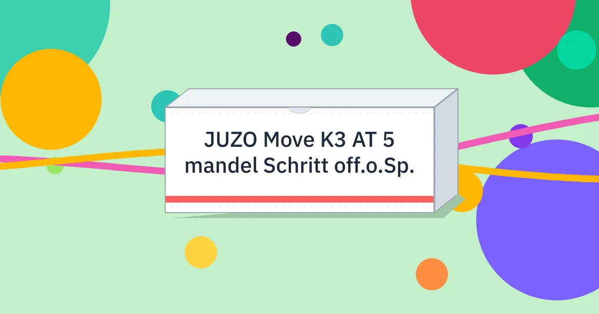 Symbolbild: Packung mit der Aufschrift JUZO Move K3 AT 5 mandel Schritt off.o.Sp. (PZN 20679169) – Verfügbarkeit und Bezug in Apotheken in Frankfurt am Main