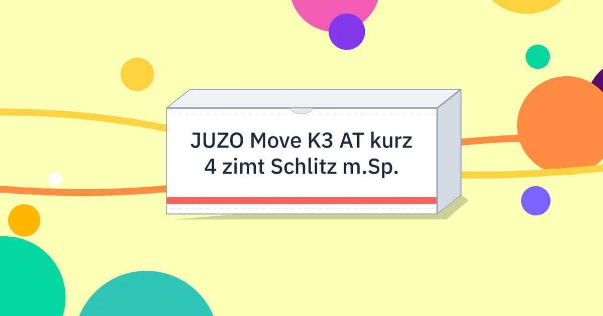Symbolbild: Packung mit der Aufschrift JUZO Move K3 AT kurz 4 zimt Schlitz m.Sp. (PZN 20684093) – Verfügbarkeit und Bezug in Apotheken in Frankfurt am Main