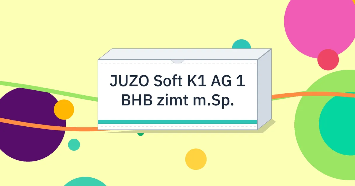 Symbolbild: Packung mit der Aufschrift JUZO Soft K1 AG 1 BHB zimt m.Sp. (PZN 14820729) – Verfügbarkeit und Bezug in Apotheken in Frankfurt am Main