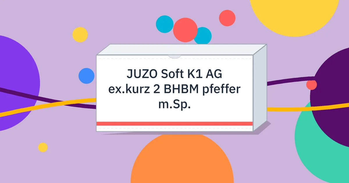 Symbolbild: Packung mit der Aufschrift JUZO Soft K1 AG ex.kurz 2 BHBM pfeffer m.Sp. (PZN 14856118) – Verfügbarkeit und Bezug in Apotheken in Frankfurt am Main