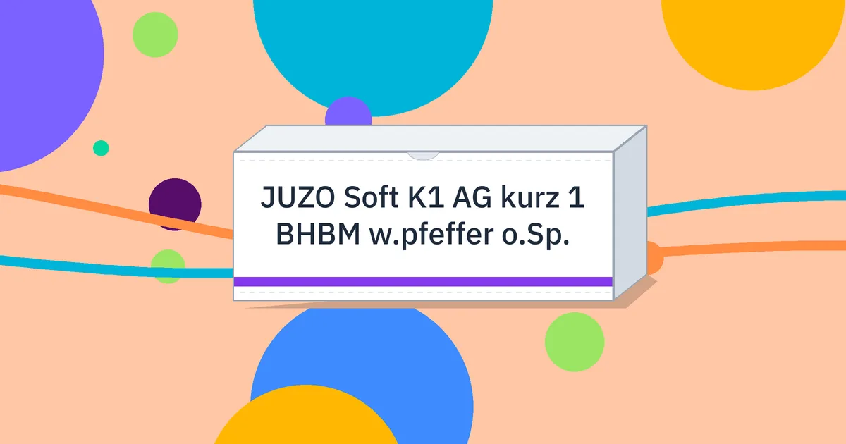 Symbolbild: Packung mit der Aufschrift JUZO Soft K1 AG kurz 1 BHBM w.pfeffer o.Sp. (PZN 14865318) – Verfügbarkeit und Bezug in Apotheken in Frankfurt am Main