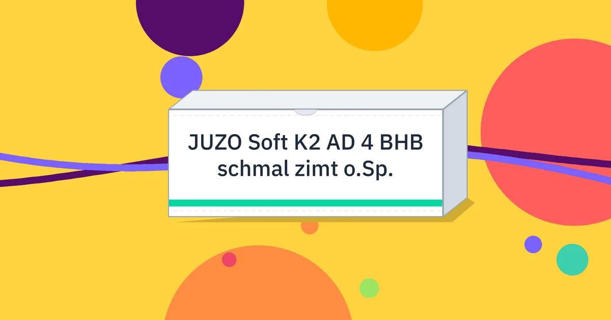 Symbolbild: Packung mit der Aufschrift JUZO Soft K2 AD 4 BHB schmal zimt o.Sp. (PZN 15466968) – Verfügbarkeit und Bezug in Apotheken in Frankfurt am Main