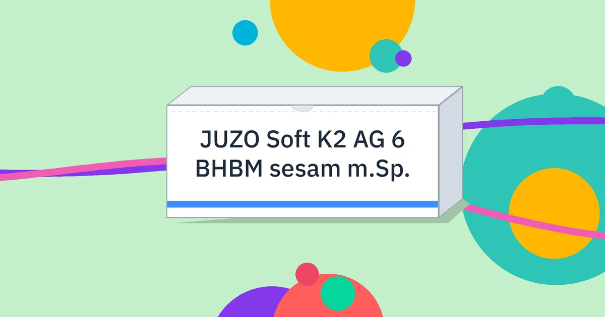 Symbolbild: Packung mit der Aufschrift JUZO Soft K2 AG 6 BHBM sesam m.Sp. (PZN 14858927) – Verfügbarkeit und Bezug in Apotheken in Frankfurt am Main