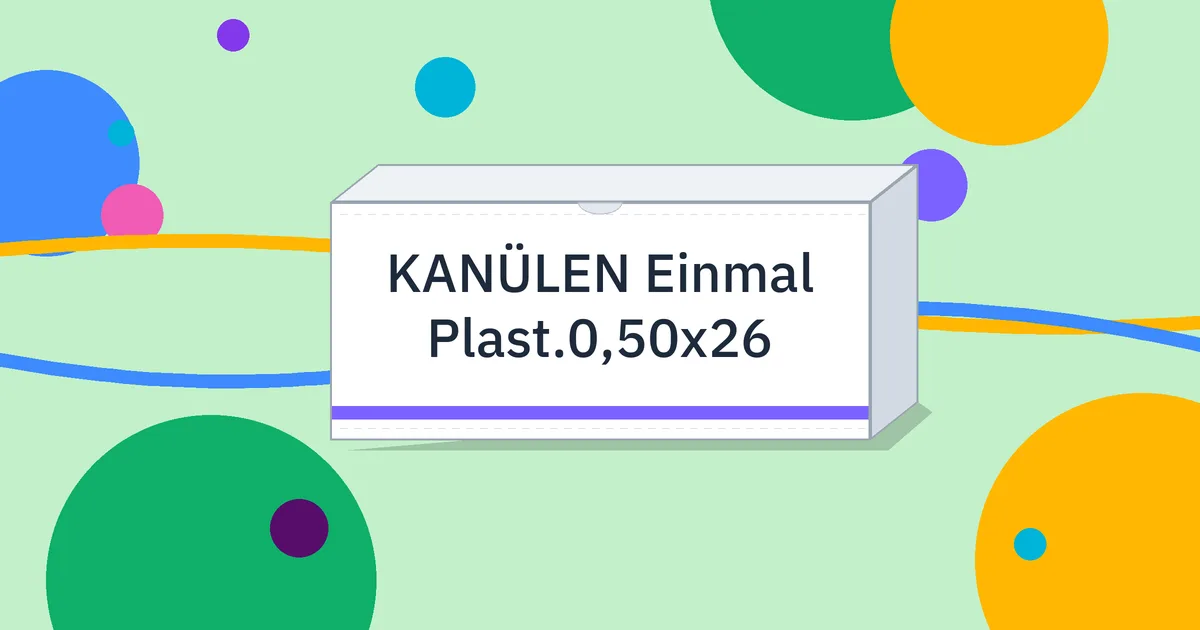 Symbolbild: Packung mit der Aufschrift KANÜLEN Einmal Plast.0,50x26 (PZN 01729134) – Verfügbarkeit und Bezug in Apotheken in Frankfurt am Main