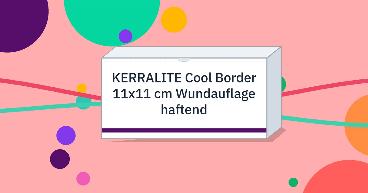 Symbolbild: Packung mit der Aufschrift KERRALITE Cool Border 11x11 cm Wundauflage haftend (PZN 18729581) – Verfügbarkeit und Bezug in Apotheken in Frankfurt am Main