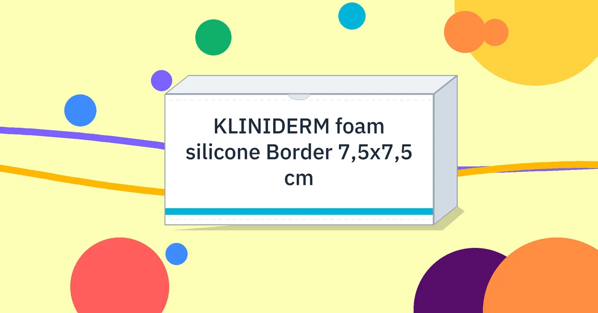 Symbolbild: Packung mit der Aufschrift KLINIDERM foam silicone Border 7,5x7,5 cm (PZN 16245092) – Verfügbarkeit und Bezug in Apotheken in Frankfurt am Main