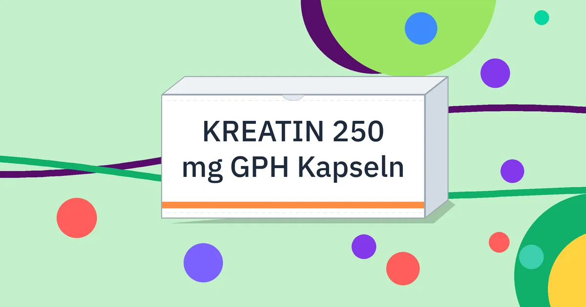 Symbolbild: Packung mit der Aufschrift KREATIN 250 mg GPH Kapseln (PZN 02469936) – Verfügbarkeit und Bezug in Apotheken in Frankfurt am Main